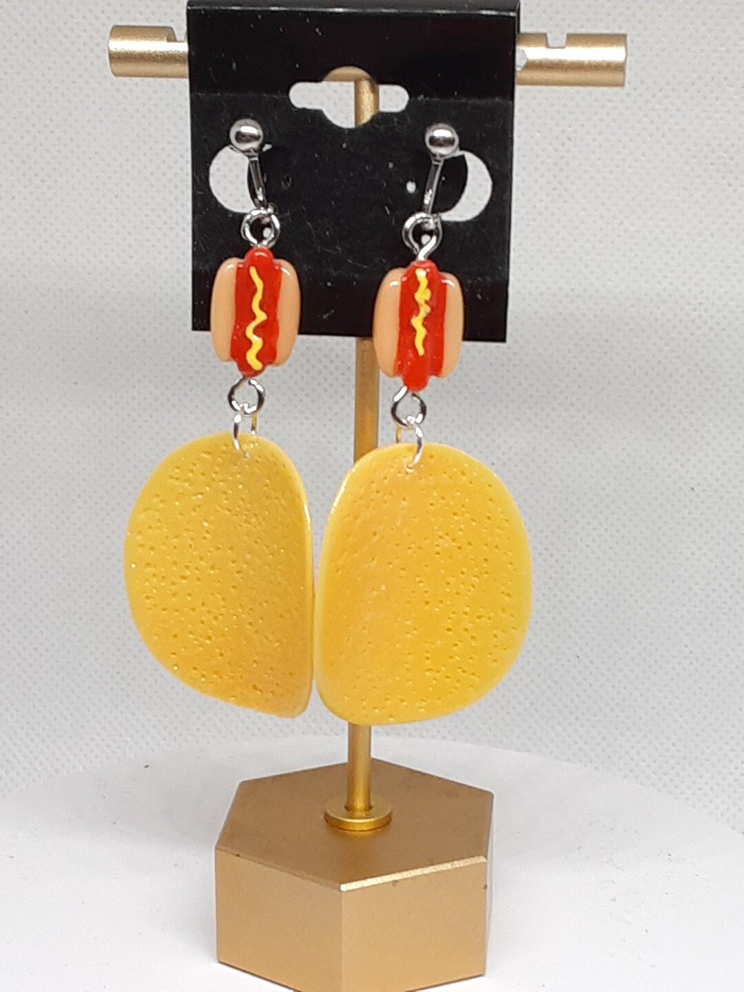 Hotdog and Chips Dangle Clip on Earrings Fun Food Jewelry Fun Gifts for ...
