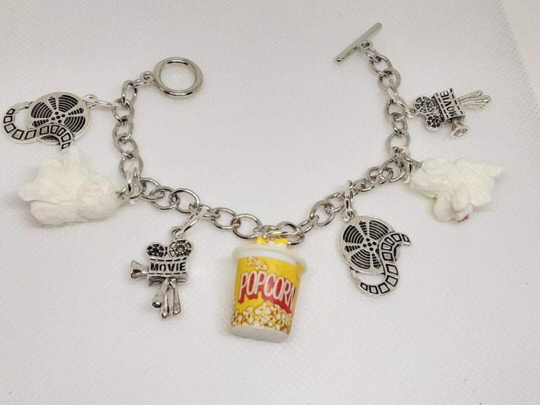Popcorn and Movie Charm Bracelet Movie Night Whimsical Fun Jewelry ...