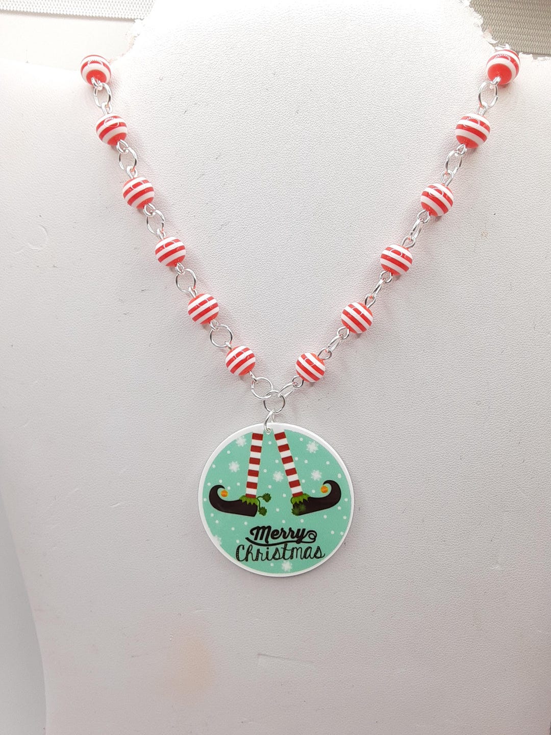 Elf Merry Christmas Charm Necklace - Etsy