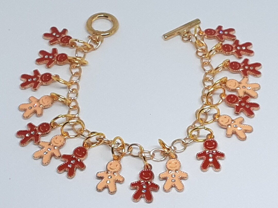Gingerbread Man Charm Bracelet Christmas Fun Jewelry - Etsy