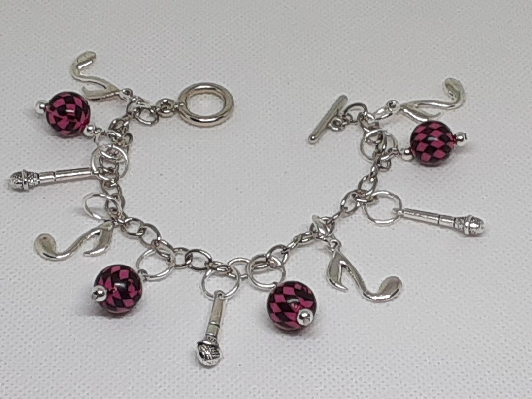 Microphone Music Notes Charm Bracelet Gifts for Her Music Lovers - Etsy