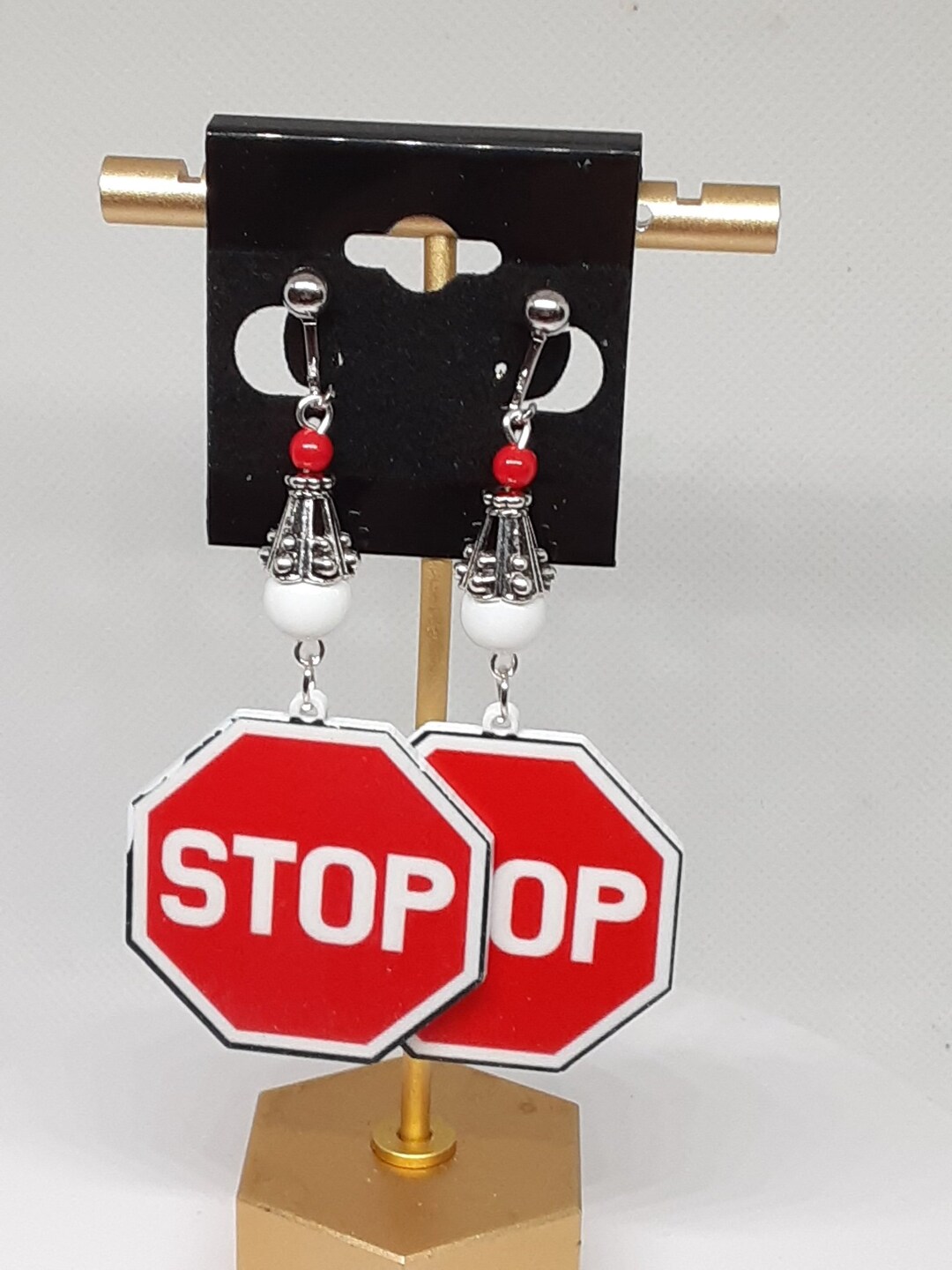 Stop Sign Clip on Earrings on Gifts for Her Street Sign Earrings - Etsy
