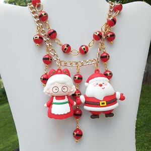Santa and Mrs. Clause Christmas Statement Necklace Christmas Fun ...