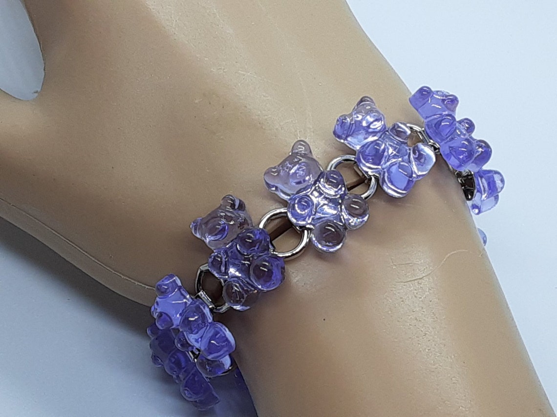 Purple Yummy Gummy Bear Charm Bracelet Fun Jewelry Candy - Etsy