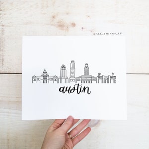 Austin Cityscape Print | Hand-lettered Calligraphy Print | Texas Art ...