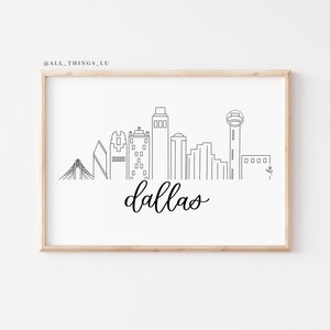 Dallas Cityscape Print | Hand-lettered Calligraphy Print | Texas Art ...