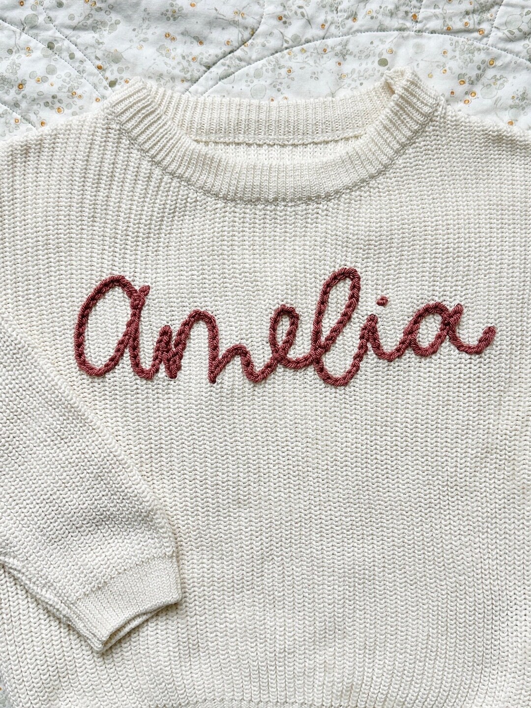 Baby Hand Embroidered Sweater | Toddler Custom Name Sweater | Kids ...