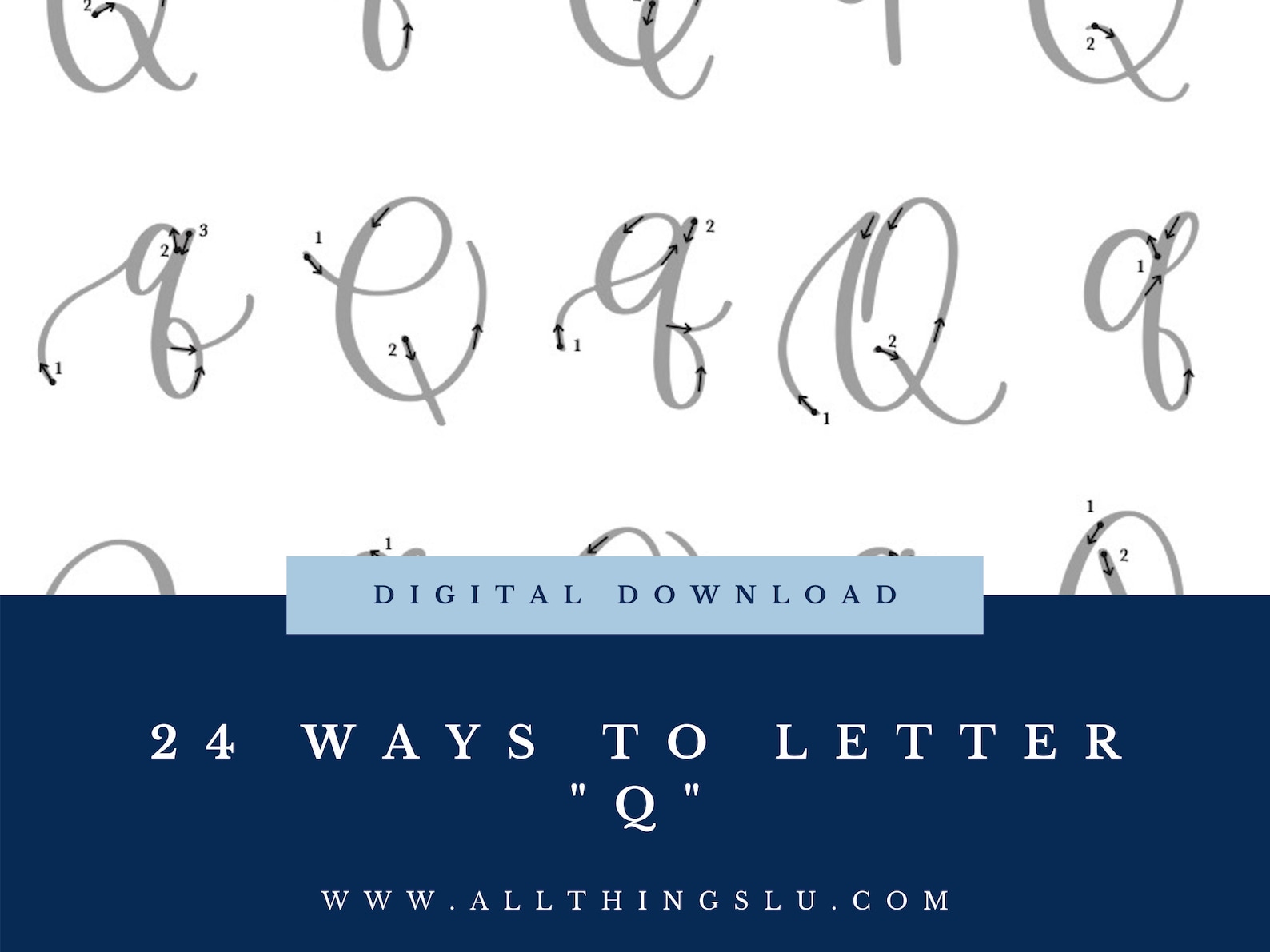 24 Ways to Letter Q Calligraphy Practice Guide Handlettering | Etsy