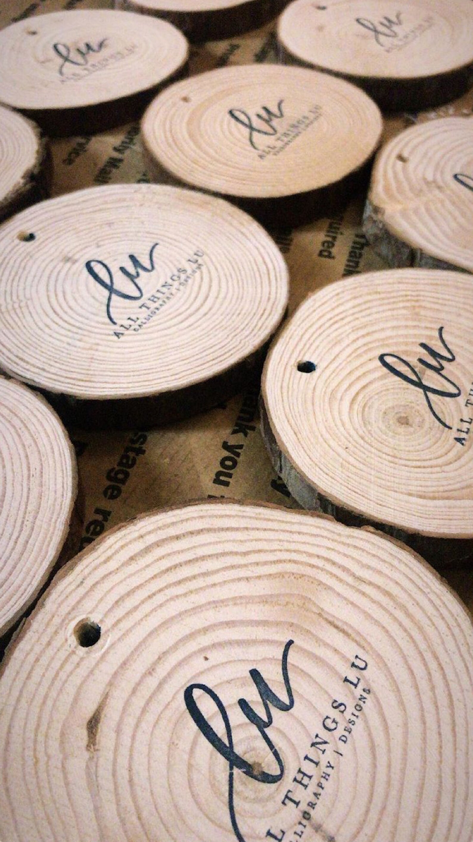 Custom Wood Slice Hand-lettered Ornaments | Calligraphy Ornaments ...