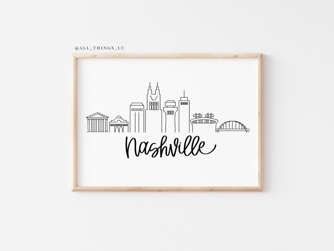 Nashville Cityscape Print | Hand-lettered Calligraphy Print | Tennessee ...