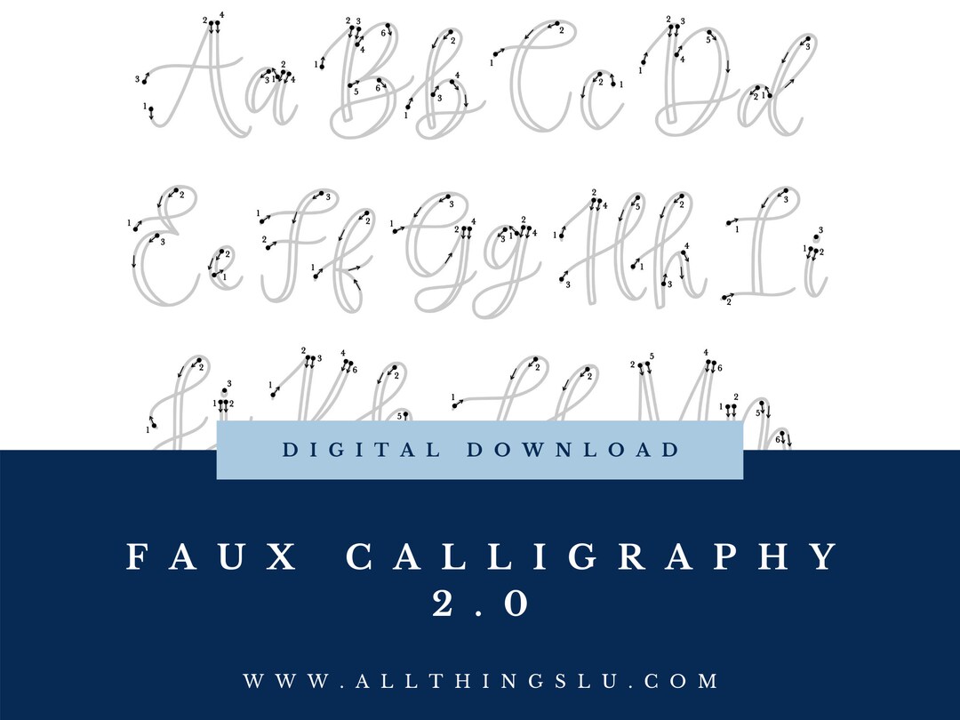 Faux Calligraphy 2.0 Practice Guide | Handlettering Worksheet | Hand ...