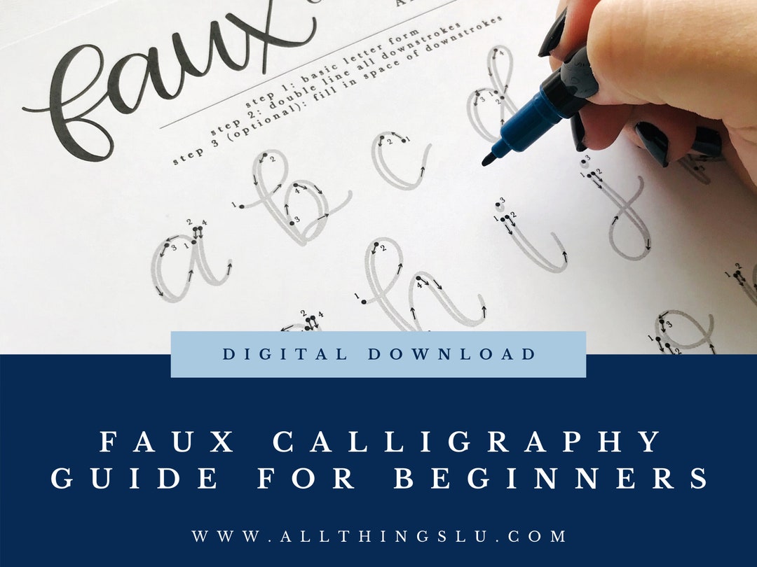Faux Calligraphy Practice Guide for Beginners | Handlettering Worksheet ...