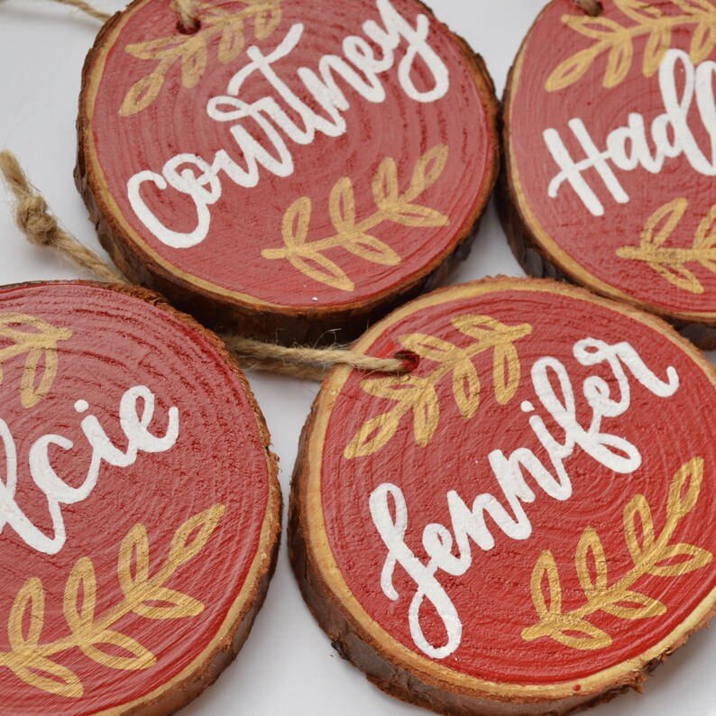Custom Wood Slice Hand-lettered Ornaments | Calligraphy Ornaments ...
