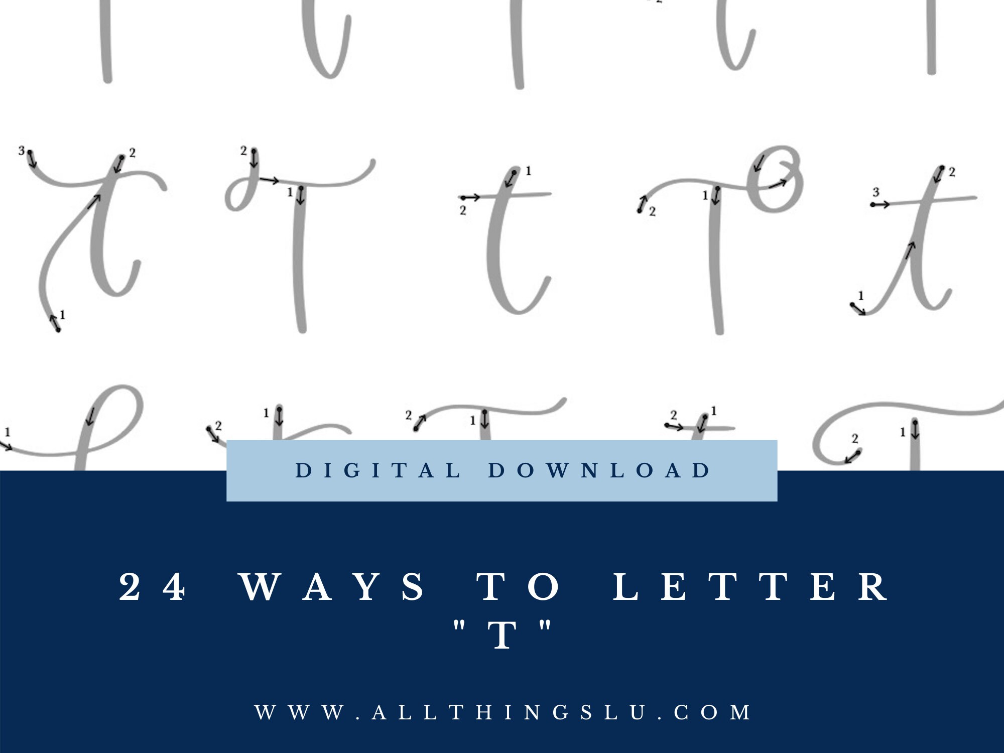 24 Ways to Letter T Calligraphy Practice Guide Feuille de | Etsy