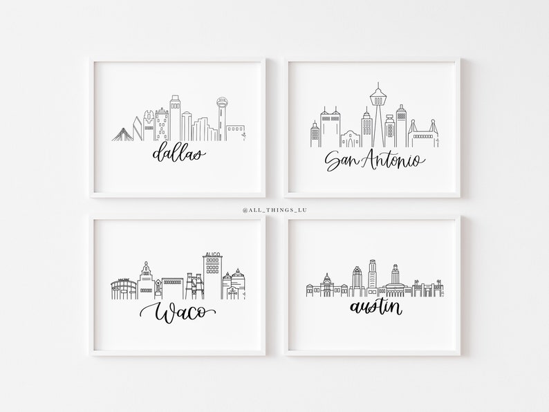 Austin Cityscape Print Hand-lettered Calligraphy Print - Etsy