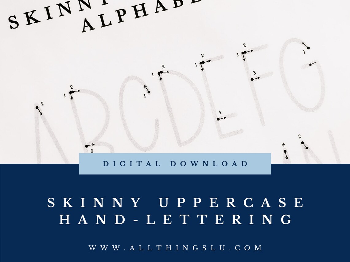Skinny Uppercase Hand-lettering Practice Guide Handlettering - Etsy