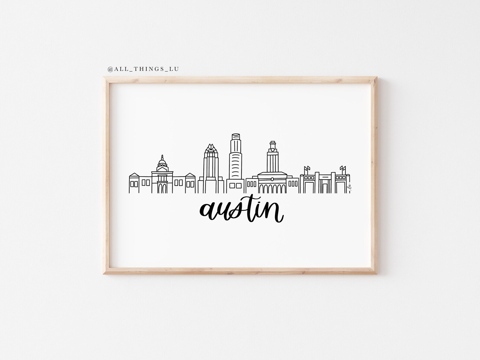 Austin Cityscape Print Hand-lettered Calligraphy Print - Etsy