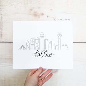 Dallas Cityscape Print | Hand-lettered Calligraphy Print | Texas Art ...