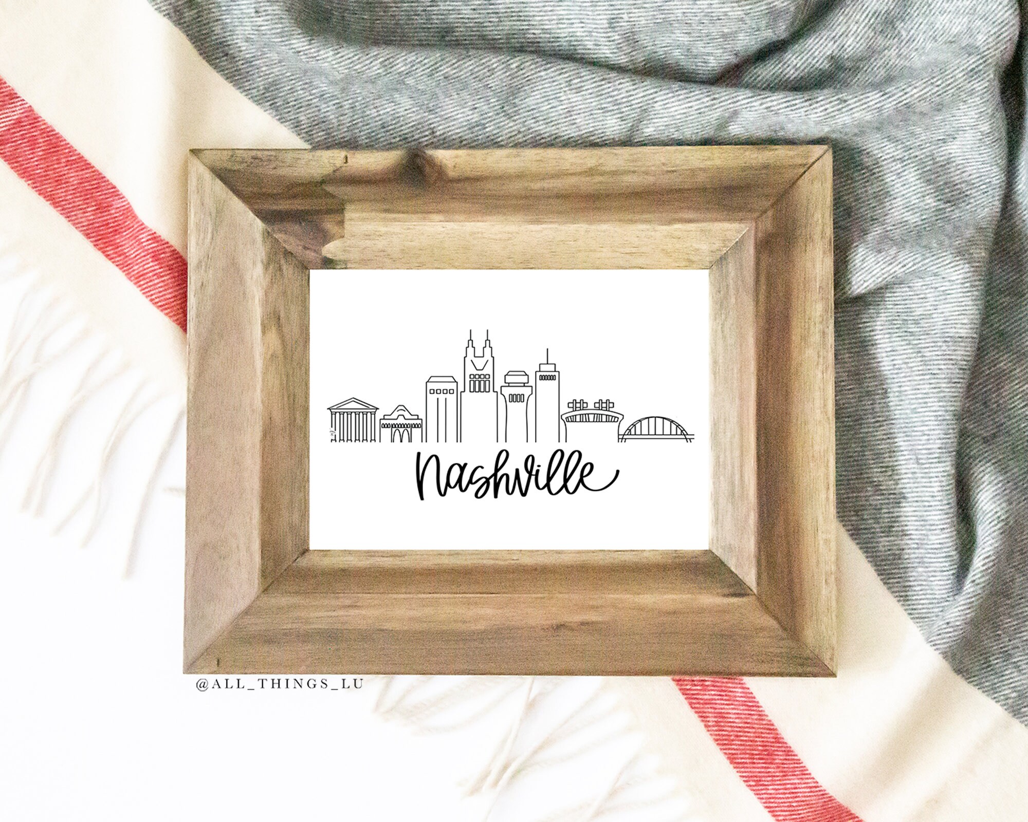 Nashville Cityscape Print | Hand-lettered Calligraphy Print | Tennessee ...