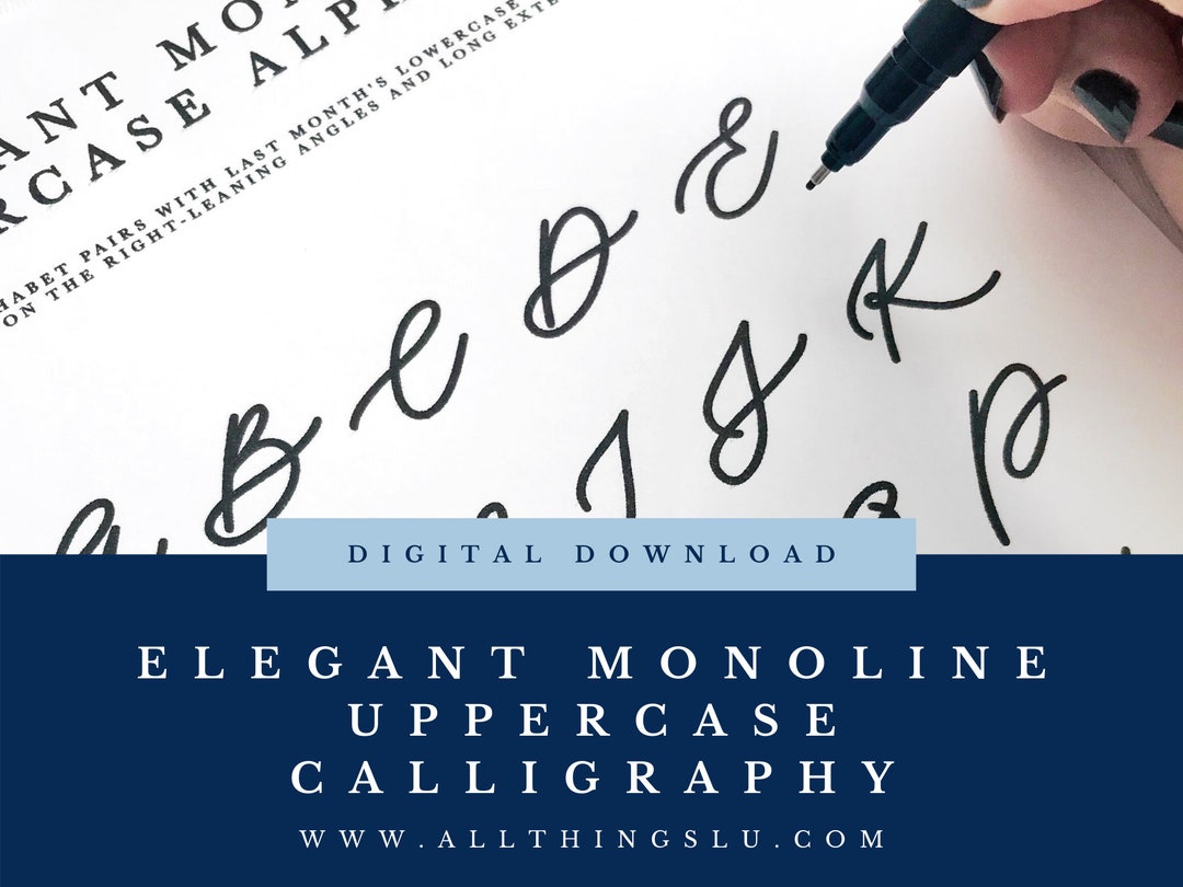 Elegant Monoline Uppercase Calligraphy Practice Guide | Handlettering ...