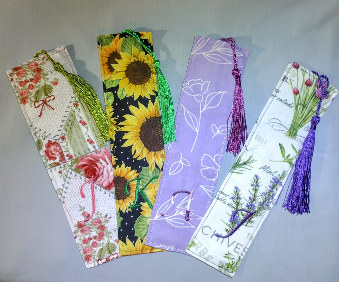 Monogrammed Cloth Bookmarks - Etsy