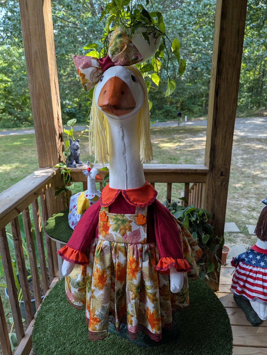 Fall/ Leaf Fabric Dress for a Porch Goose With Hair Bow & Wig!! - Etsy