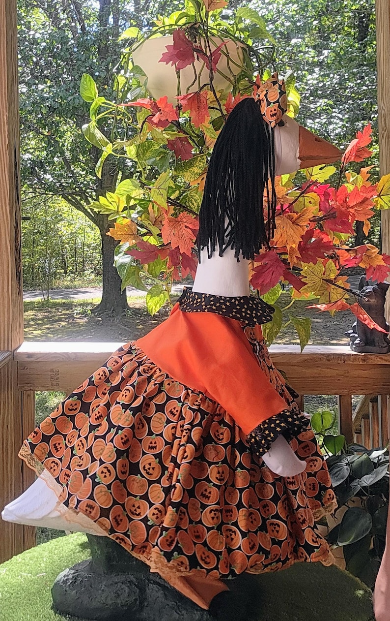 Halloween/ Pumpkin/fall Dress for a Porch Goose With Hair Bow & Wigfits ...