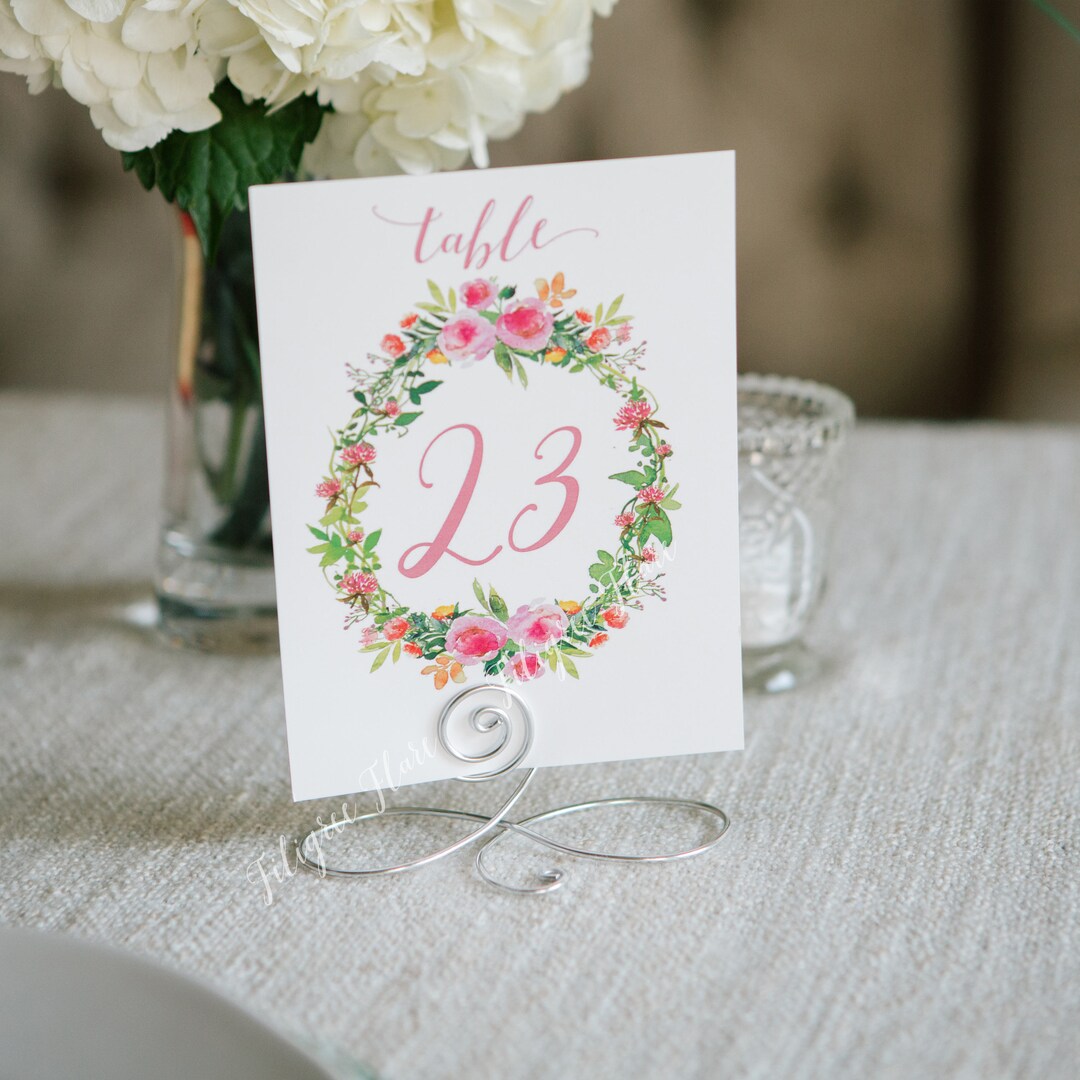 Set of 10 Silver Table Number Holders, Infinity Bow Table Number ...