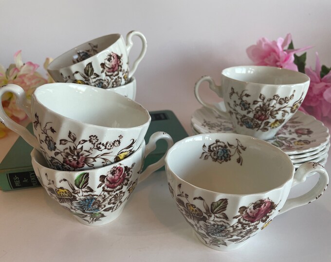 Vintage Johnson Brothers Ironstone Tea Set Staffordshire Bouquet 6 Tea ...