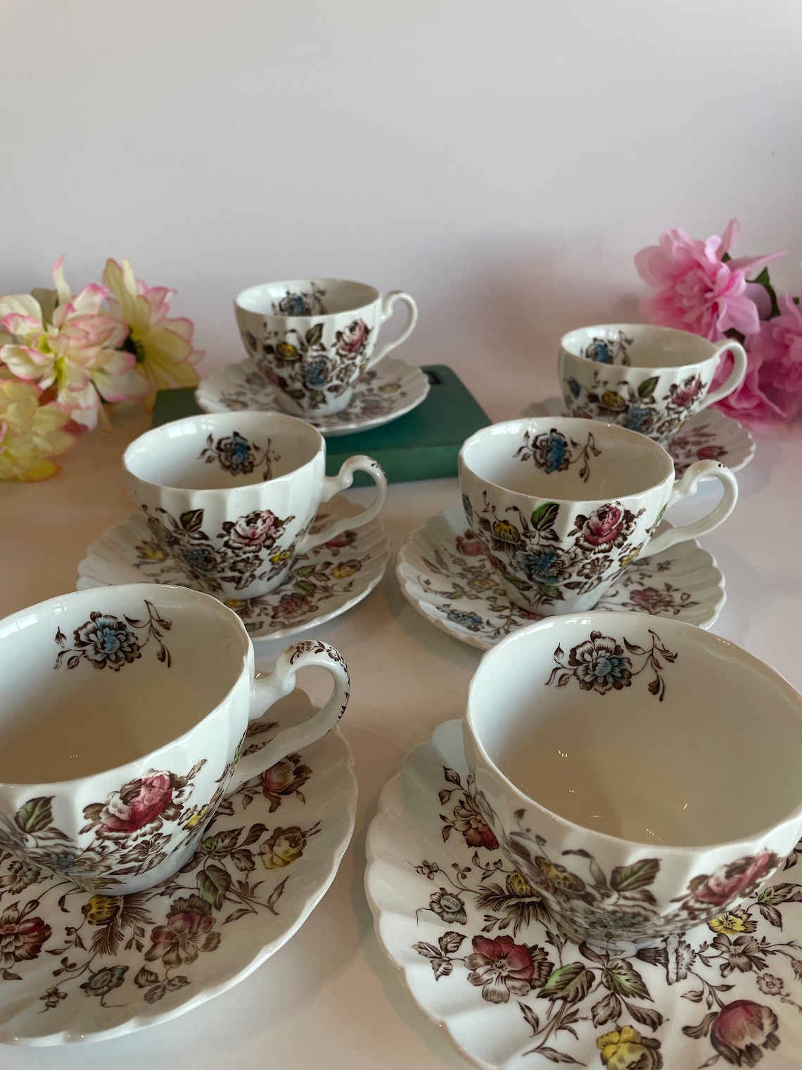 Vintage Johnson Brothers Ironstone Tea Set Staffordshire Bouquet 6 Tea ...