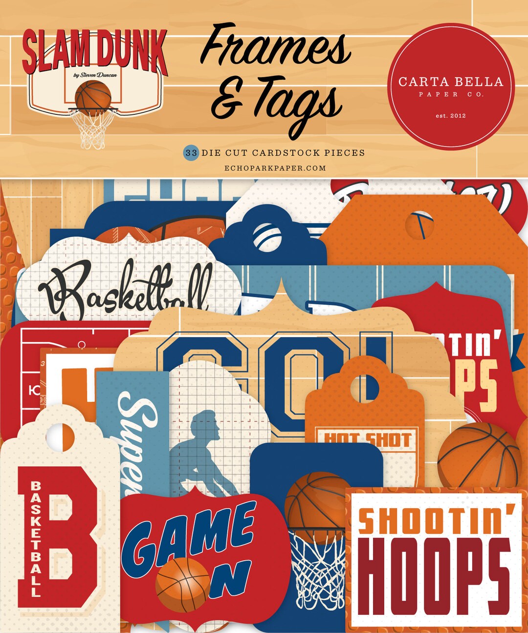 Carta Bella SLAM DUNK Collection Frames & Tags, 33 Pieces, Retro ...