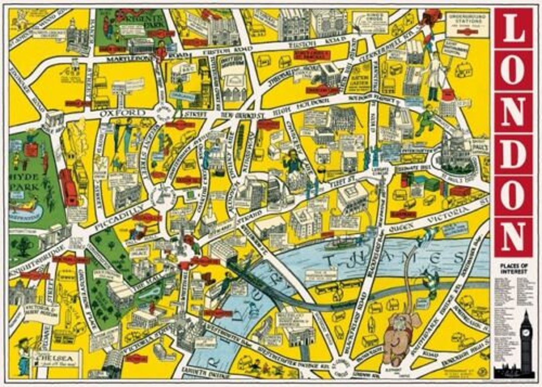 Vintage London Map Wrap, London Map Poster, Cavallini & Co. Decorative ...