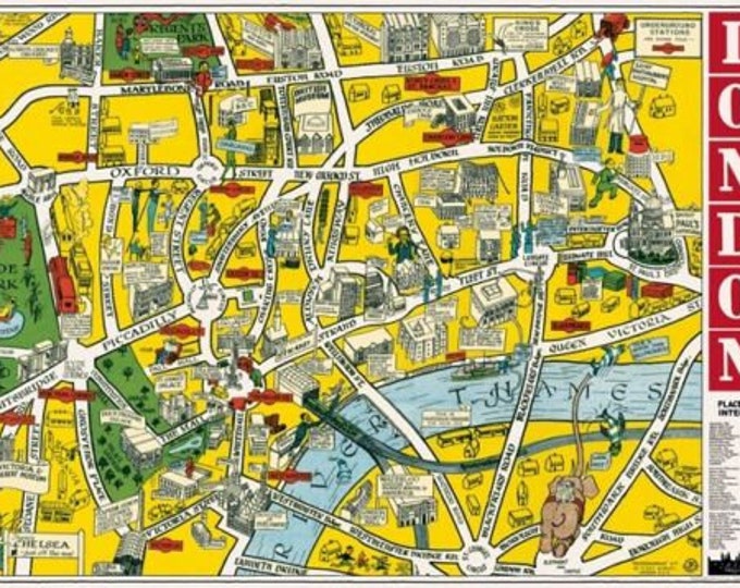 Vintage London Map Wrap, London Map Poster, Cavallini & Co. Decorative ...
