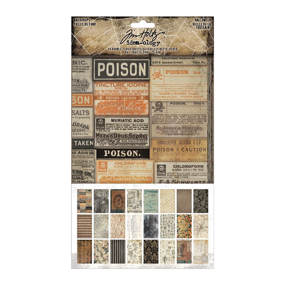 Tim Holtz Idea-ology Backdrops Halloween 2025, 6" X 10" Double-sided ...