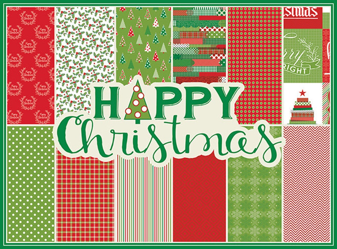 5 Sheets! Authentique Paper, Happy Christmas Collection, 12"x12" Double ...