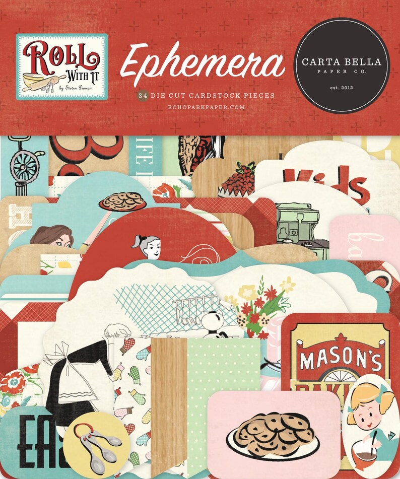 Carta Bella ROLL With It Collection Ephemera, 34 Pieces Die Cut ...