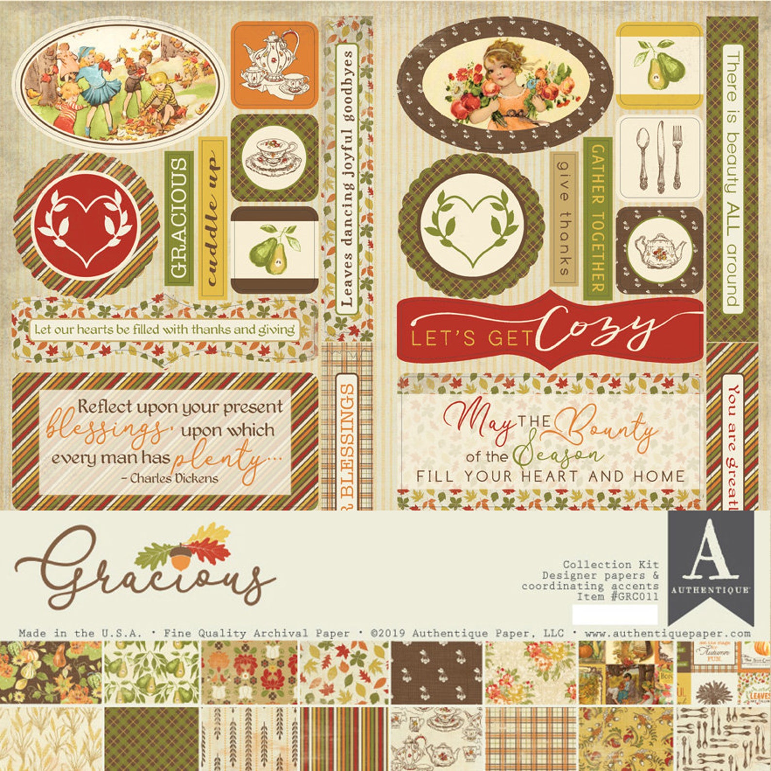 AUTHENTIQUE Gracious Collection, 12" X 12" Collection Kit, Double-sided ...