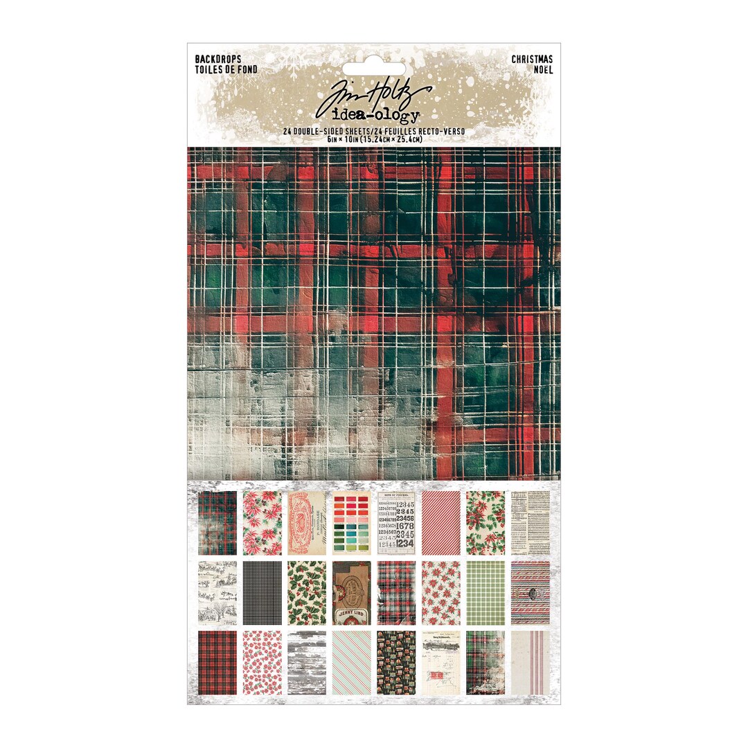Tim Holtz Idea-ology Backdrops Christmas 2025, 6" X 10" Double-sided ...