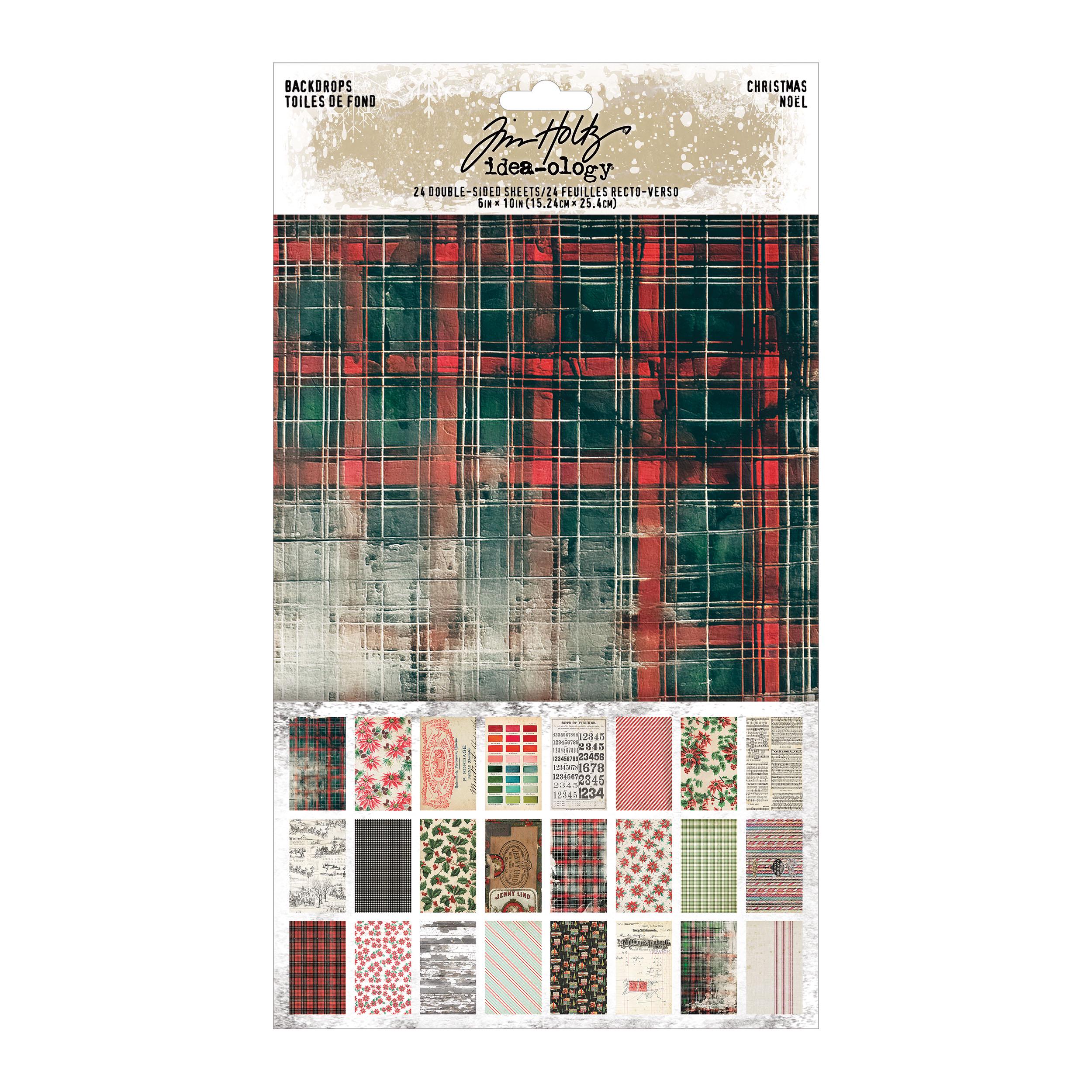 Tim Holtz Idea-ology Backdrops Christmas 2025, 6" X 10" Double-sided ...
