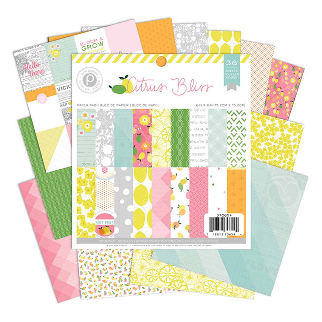 Pink Paislee Citrus Bliss 6" X 6" Paper Pad, 36 Sheets - Etsy
