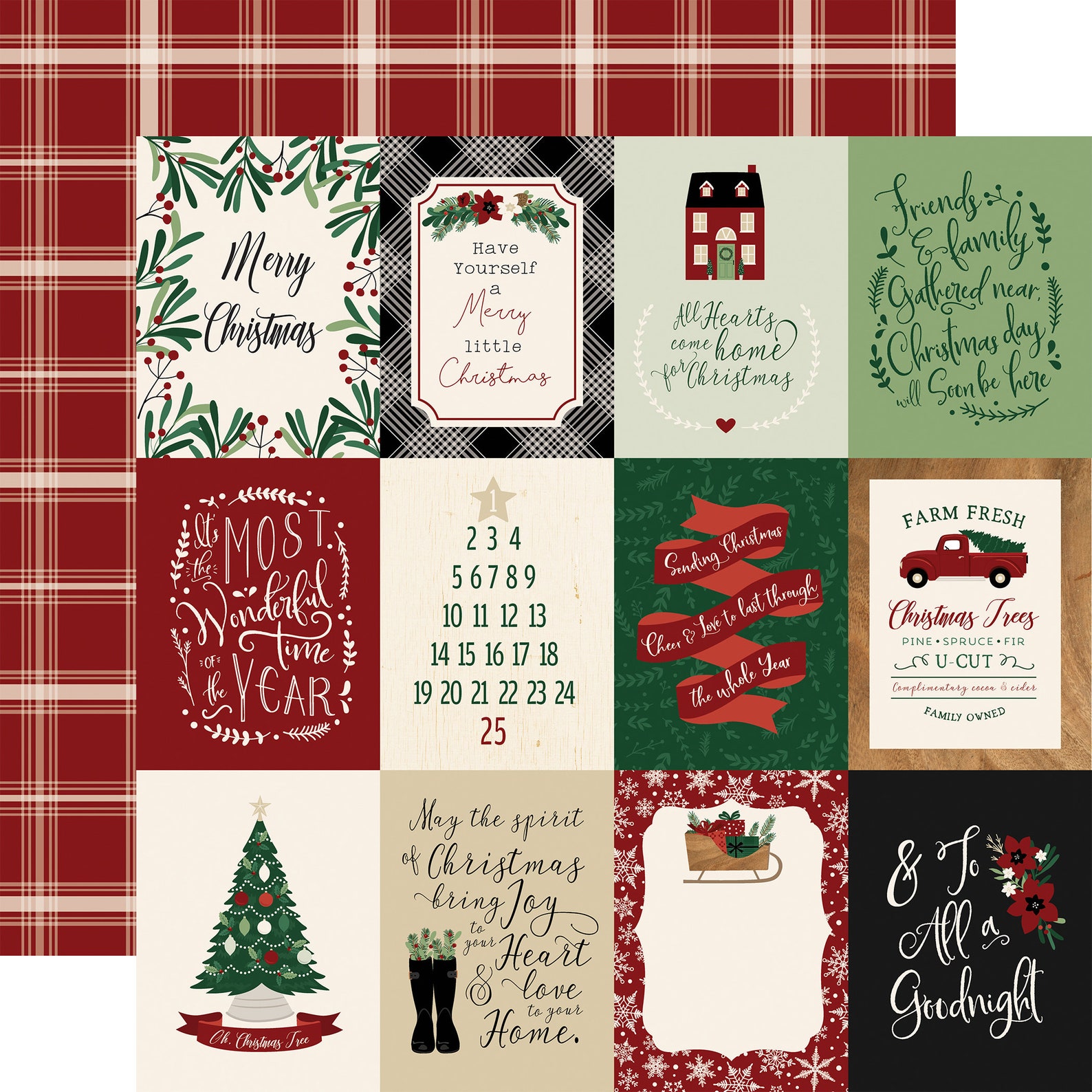 Echo Park Paper Co. A Cozy Christmas Collection Kit, Twelve 12X12 ...