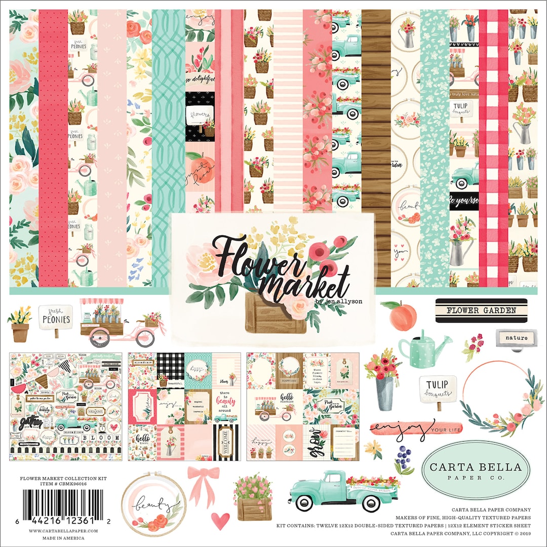 Carta Bella Paper Co. Flower Market Collection Kit, Twelve 12X12 Double ...