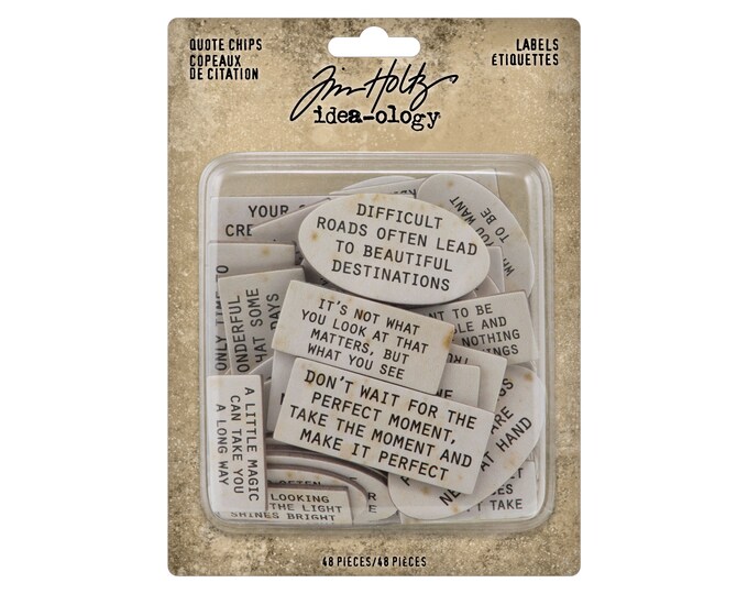 Tim Holtz Idea-ology Quote Chips labels, Vintage Inspired Phrase ...