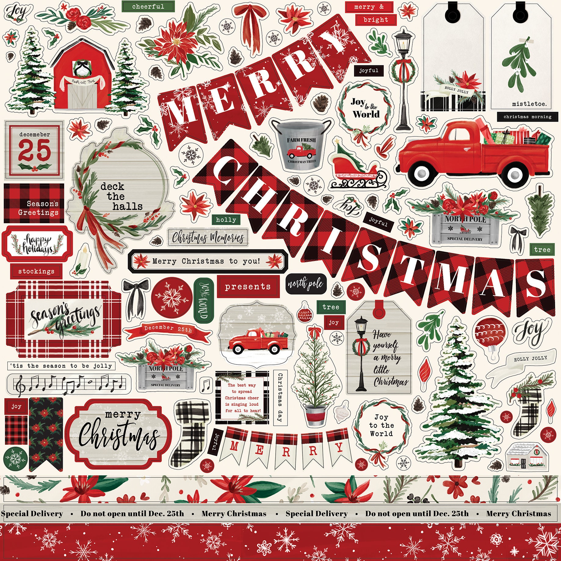 Craft Supplies & Tools Paper, Party & Kids FARMHOUSE Christmas 12X12 ...