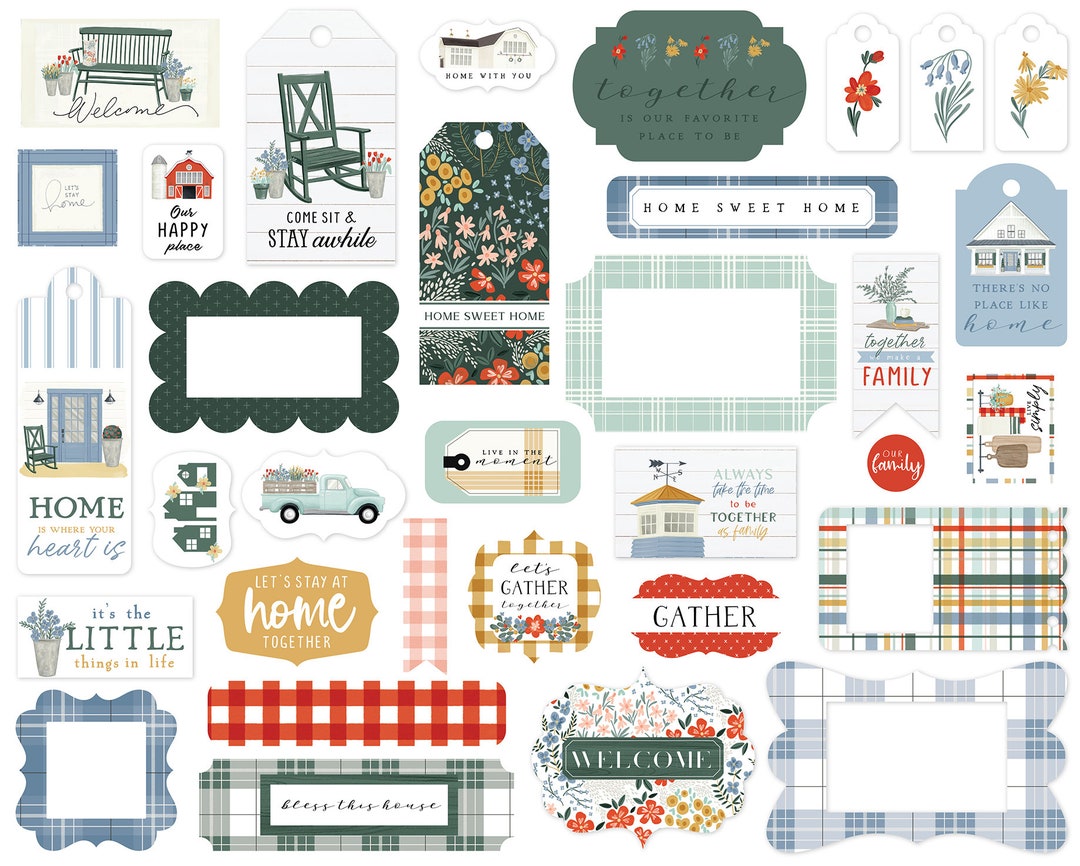 Carta Bella FARMHOUSE Summer Collection Frames & Tags, 33 Pieces ...