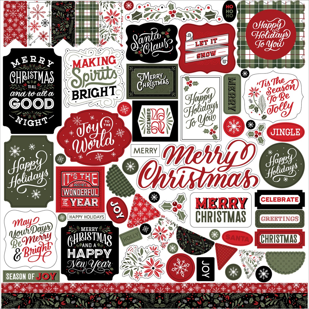 Echo Park Paper Co. CHRISTMAS Salutations Stickers, 12X12 Sticker Sheet ...