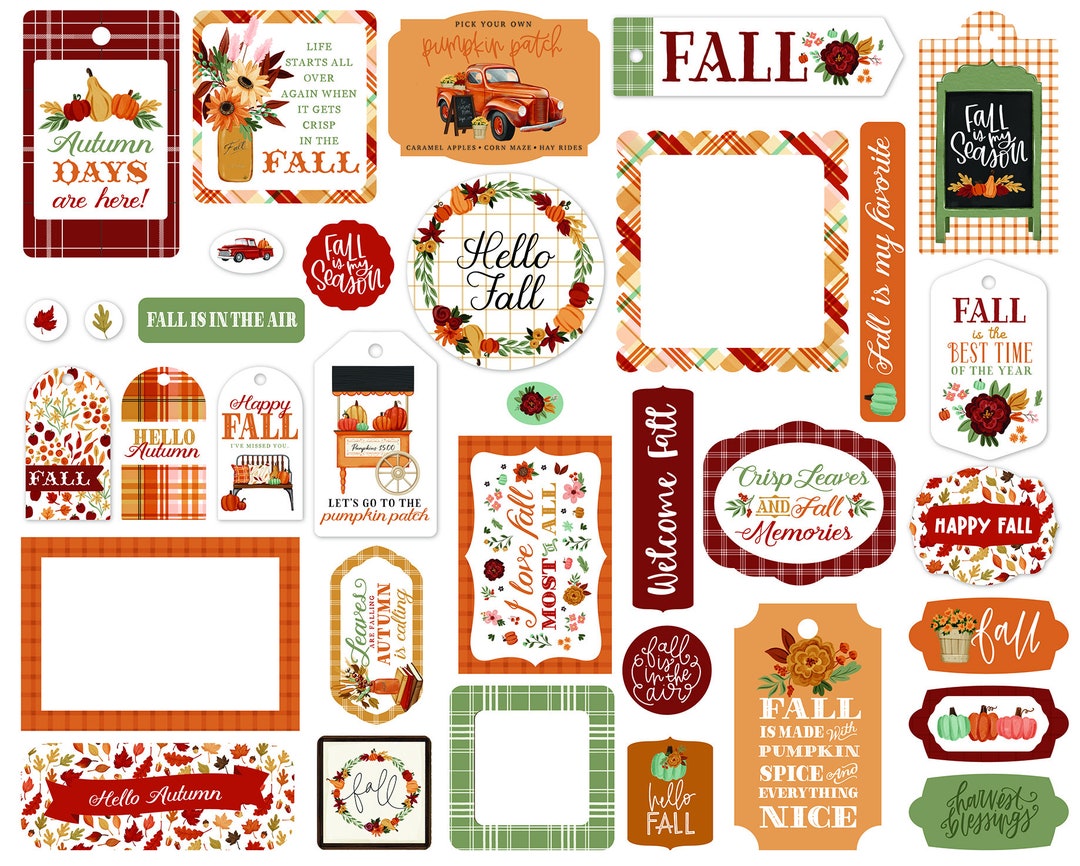 Carta Bella Welcome FALL Collection Frames & Tags, 33 Pieces, Fall ...