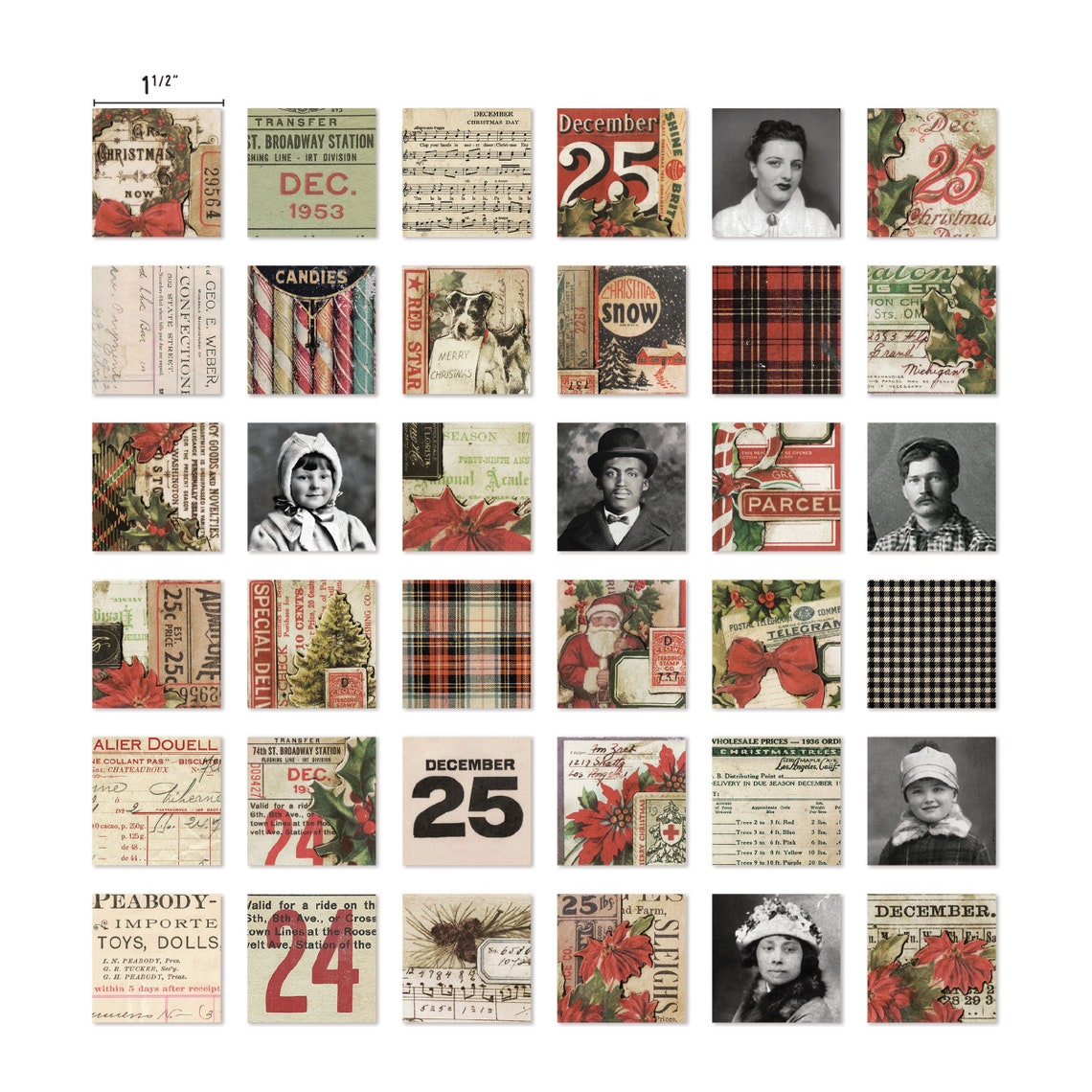 Tim Holtz Idea-ology Collage Tiles Christmas 2022 72 Pieces - Etsy