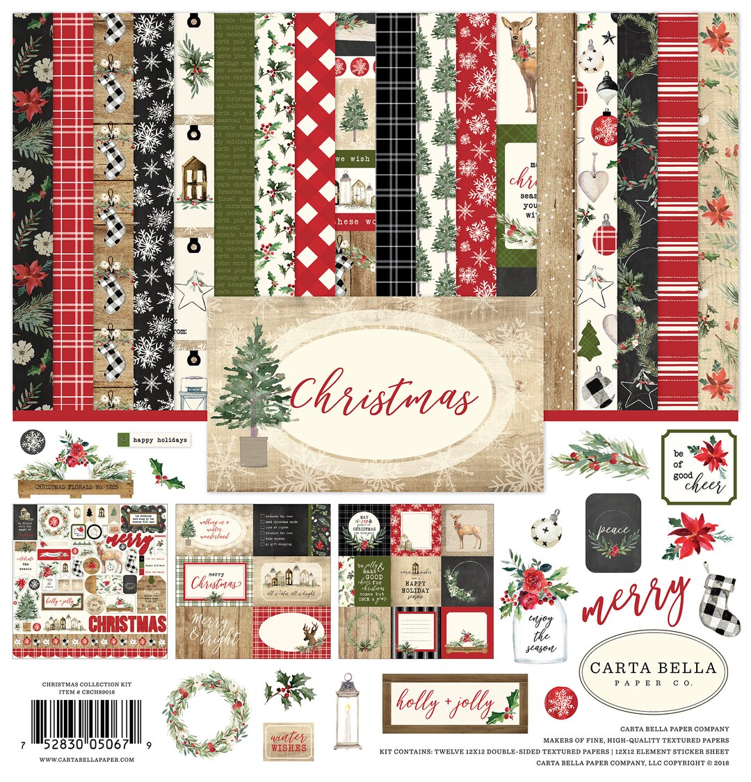 Carta Bella Paper Co. CHRISTMAS Collection Kit, Twelve 12X12 Double ...