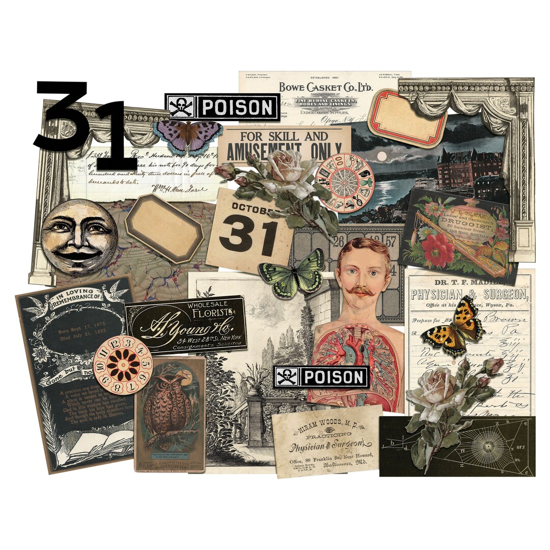 Tim Holtz Idea-ology Layers, "halloween", 32 Pieces, Vintage Inspired ...